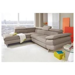 Ecksofa Inosign "Solution L-Form" Sofas Gr. B/H/T: 262cm x 73cm x 228cm, Kunstleder SOFTLUX, Ottomane links, mit Bettfunktion, beige (sand) wahlweise mit Bettfunktion