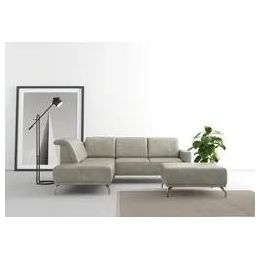 Sit & More Ecksofa SIT & MORE "Bailando L-Form" Sofas Gr. B/H/T: 249cm x 84cm x 205cm, Luxus-Microfaser mit Prägung, Ottomane links, mit Kopfteilverstellung, grau (hellgrau) wahlweise mit Kopfteilverstellung und Vorziehsitz, motorisch