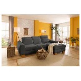 Ecksofa Home Affaire "Dundee L-Form", grau (anthrazit), B:264cm H:86cm T:170cm, Luxus-Microfaser Florence (100% Polyester), Struktur fein (100% Polyester), Luxus-Microfaser Lederoptik (100% Polyester), Sofas, wahlweise mit Kopfteilverstellung und zusätzlich mit Bettfunktion