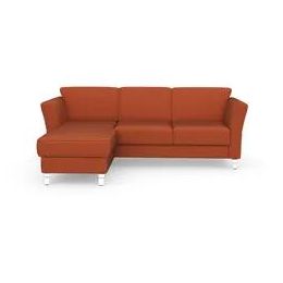 Sit & More Ecksofa SIT & MORE "Visby L-Form" Sofas Gr. B/H/T: 248cm x 87cm x 162cm, Luxus-Microfaser Paris, Recamiere links, ohne Bettfunktion-ohne Bettkasten, orange (terra) wahlweise mit Bettfunktion und Bettkasten, frei im Raum stellbar