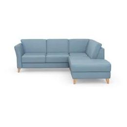 Sit & More Ecksofa SIT & MORE "Visby L-Form" Sofas Gr. B/H/T: 248cm x 87cm x 213cm, Soft clean, Ottomane rechts, ohne Bettfunktion-ohne Bettkasten, blau (hellblau) Wahlweise mit Bettfunktion und Stauraum, frei im Raum stellbar