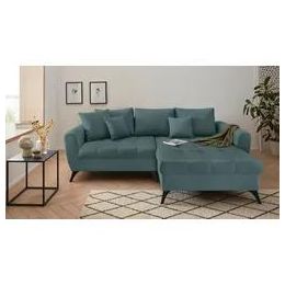 Ecksofa Inosign "Lörby L-Form" Sofas Gr. B/H/T: 246 cm x 90 cm x 170 cm, Luxus-Microfaser weich, Recamiere rechts, Luxus Microfaser weich, blau (petrol) Belastbarkeit bis 140kg pro Sitzplatz, auch mit Aqua clean-Bezug