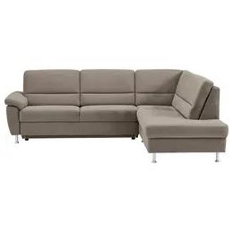 Ecksofa CALIZZA INTERIORS "Onyx L-Form" Sofas Gr. B/H/T: 257cm x 90cm x 196cm, Flachgewebe, Ottomane rechts, mit Bettfunktion und Bettkasten, braun (cappuccino) Ottomane links oder rechts, wahlweise mit Bettfunktion, Breite 257 cm