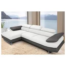 Ecksofa Inosign "Solution L-Form", grau (grau, altweiß), B:286cm H:73cm T:167cm, Sofas, wahlweise mit Bettfunktion