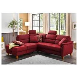 Ecksofa Home Affaire "Palmera L-Form" Sofas Gr. B/H/T: 236 cm x 89 cm x 212 cm, Luxus-Microfaser, Ottomane links, mit Bettfunktion-ohne Bettkasten, rot (bordeaux) Federkern, wahlweise mit Bettfunktion und mitohne Stauraum