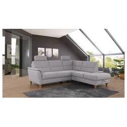 Ecksofa Home Affaire "Palmera L-Form" Sofas Gr. B/H/T: 236 cm x 89 cm x 212 cm, Struktur weich, Ottomane rechts, mit Bettfunktion-mit Bettkasten, silberfarben (silber) Federkern, wahlweise mit Bettfunktion und mitohne Stauraum