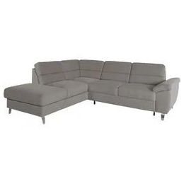 Sit & More Ecksofa SIT & MORE "Sorano L-Form" Sofas Gr. B/H/T: 249cm x 88cm x 212cm, Struktur fein, Ottomane links, mit Bettfunktion, grau (hellgrau) wahlweise mit Bettfunktion und Bettkasten