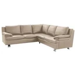 Ecksofa Places of Style "Drover L-Form" Sofas Gr. B/H/T: 247cm x 91cm x 247cm, NaturLEDER LongLife100, beige (creme) gleichschenklig, in Echtleder