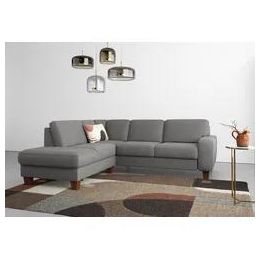 Ecksofa Home Affaire "Vision L-Form" Sofas Gr. B/H/T: 240cm x 90cm x 215cm, Easy care, Ottomane links, ohne Bettfunktion-ohne Stauraum, grau wahlweise mit Bettfunktion und Stauraum, auch in Easy Care-Bezug