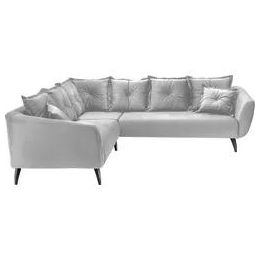 Ecksofa Home Affaire "Baggio L-Form" Sofas Gr. B/H/T: 276cm x 94cm x 247cm, Microfaser, langer Schenkel rechts, grau (hellgrau)