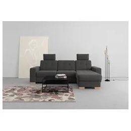 Sit & More Ecksofa SIT & MORE "Quincy L-Form", grau (dunkelgrau), B:252cm H:82cm T:161cm, Sofas, wahlweise mit Bettfunktion und Bettkasten