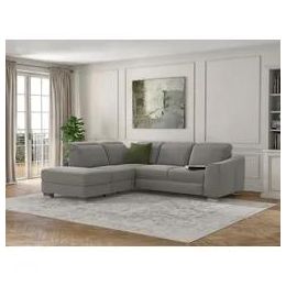 Sit & More Ecksofa SIT & MORE "Dundee L-Form" Sofas Gr. B/H/T: 263cm x 86cm x 219cm, Struktur, Ottomane links, mit Kopfteilverstellung-ohne Bettfunktion-ohne Stauraum, grau mit Federkern und Edelstahlfüßen, wahlweise Kopfteilverstellung