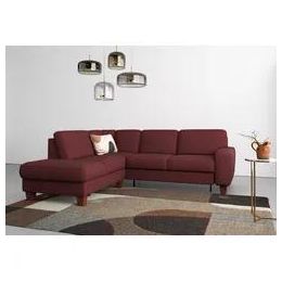 Ecksofa Home Affaire "Vision L-Form" Sofas Gr. B/H/T: 240cm x 90cm x 215cm, Struktur weich, Ottomane links, mit Bettfunktion-mit Stauraum, lila (chianti) wahlweise mit Bettfunktion und Stauraum, auch in Easy Care-Bezug