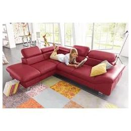 Ecksofa COTTA "Driver L-Form" Sofas Gr. B/H/T: 268cm x 73cm x 214cm, NaturLEDER, Ottomane links, mit Kopfteilverstellung-mit Bettfunktion und Bettkasten, rot mit Kopfteilverstellung, wahlweise Bettfunktion