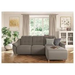 Ecksofa Home Affaire "Boston L-Form", braun (savannah), B:254cm T:170cm, Struktur (100% Polyester), Luxus-Microfaser Florence (100% Polyester), Chenille (100% Polyester), NaturLEDER (reines Rindsleder), Sofas, Kopfteilverstellung an jeder Sitzfläche, wahlweise Relaxfunktion