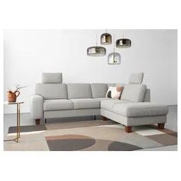 Ecksofa Home Affaire "Vision L-Form" Sofas Gr. B/H/T: 240cm x 90cm x 215cm, Struktur weich, Ottomane rechts, mit Bettfunktion-mit Stauraum, silberfarben (silber) wahlweise mit Bettfunktion und Stauraum, auch in Easy Care-Bezug