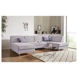 Sit & More Wohnlandschaft SIT & MORE "Clio U-Form", silber, B:319cm H:89cm T:190cm, Sofas, wahlweise mit Bettfunktion und Bettkasten, inklusive Federkern