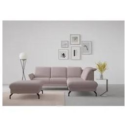 Sit & More Ecksofa SIT & MORE "Fashion L-Form" Sofas Gr. B/H/T: 250cm x 84cm x 207cm, Chenille, Ottomane rechts, ohne Kopfteilverstellung-ohne Vorziehsitz, rosa (rose) wahlweise mit Kopfteilverstellung und Vorziehsitz, motorisch