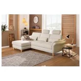 Ecksofa Home Affaire "Palace L-Form" Sofas Gr. B/H/T: 266cm x 89cm x 164cm, Struktur, Recamiere links, ohne Bettfunktion-ohne Bettkasten, beige (natur) incl. Sitztiefenverstellung, wahlweise mit Bettfunktion und Stauraum