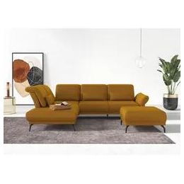 Ecksofa Inosign "Coco L-Form" Sofas Gr. B/H/T: 294cm x 88cm x 242cm, Breitcord, Ottomane links, ohne Sitztiefenverstellung-ohne Armteilverstellung-ohne Kopfteilverstellung-mit Federkern, gelb (mustard) Sitztiefen-, Arm- und Kopfteilverstellung, Cord-Bezug, Fußhöhe 15 cm