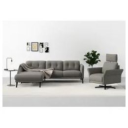 Sit & More Ecksofa SIT & MORE "Scandia L-Form" Sofas Gr. B/H/T: 269cm x 82cm x 183cm, Luxus-Microfaser Euphoria, Recamiere links, Mit Kopfteilverstellung-Mit Armteilfunktion-Mit schwarzen matten Metallfüßen, braun (schlamm) Wahlweise mit Kopfteilverstellung und Armteilfunktion