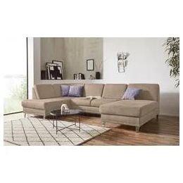 Sit & More Wohnlandschaft SIT & MORE "Clio U-Form" Sofas Gr. B/H/T: 319 cm x 89 cm x 190 cm, Microfaser, Ottomane links, mit Bettfunktion-mit Bettkasten, beige wahlweise mit Bettfunktion und Bettkasten, inklusive Federkern