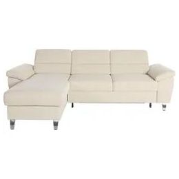 Sit & More Ecksofa SIT & MORE "Sorano L-Form" Sofas Gr. B/H/T: 250cm x 88cm x 161cm, Struktur fein, Recamiere links, mit Bettfunktion-mit Bettkasten, beige (linen) wahlweise mit Bettfunktion und Bettkasten