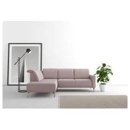 Sit & More Ecksofa SIT & MORE "Bailando L-Form" Sofas Gr. B/H/T: 249cm x 84cm x 205cm, Chenille, Ottomane links, mit Kopfteilverstellung, rosa (rose) wahlweise mit Kopfteilverstellung und Vorziehsitz, motorisch