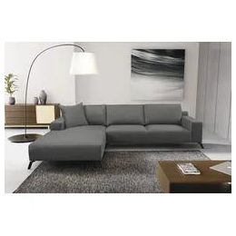 Ecksofa WERK2 "Faro L-Form" Sofas Gr. B/H/T: 315cm x 67cm x 188cm, Samtoptik, Recamiere links, grau (anthrazit) XXL Design Ecksofa mit hohem Komfort in trendigem Cord & Samtvelours