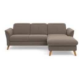 Sit & More Ecksofa SIT & MORE "Romero L-Form" Sofas Gr. B/H/T: 245cm x 91cm x 178cm, Struktur weich, Recamiere rechts, mit Federkern-ohne Kopfteilverstellung-ohne Bettfunktion-ohne Bettkasten-ohne motorische Relaxfunktion, grau (taupe) wahlweise mit oder ohne Relax-Funktion, Bettfunktion, Bettkasten