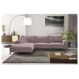 Ecksofa WERK2 "Faro L-Form" Sofas Gr. B/H/T: 315cm x 67cm x 188cm, Cord, Recamiere links, rosa (rose) XXL Design Ecksofa mit hohem Komfort in trendigem Cord & Samtvelours