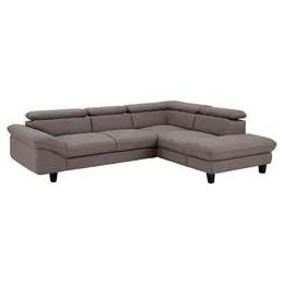 Ecksofa Home Affaire "Pilot L-Form" Sofas Gr. B/H/T: 266cm x 73cm x 108cm, Struktur, Ottomane rechts, mit Kopfteilverstellung-ohne Bettfunktion-ohne Bettkasten, braun