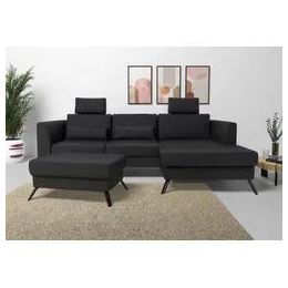 Sit & More Ecksofa SIT & MORE "Olsen L-Form" Sofas Gr. B/H/T: 261cm x 88cm x 172cm, Soft clean, Recamiere rechts, ohne Bettfunktion-ohne Bettkasten-mit Sitztiefenverstellung, schwarz inklusive Sitztiefenverstellung, wahlweise mit Bettfunktion, 15cm hoch