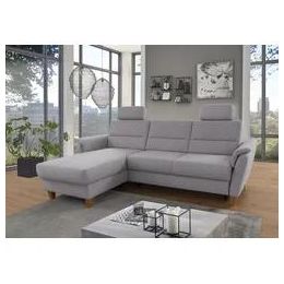 Ecksofa Home Affaire "Palmera L-Form" Sofas Gr. B/H/T: 244cm x 89cm x 163cm, Struktur weich, Recamiere links, mit Bettfunktion-mit Bettkasten, silberfarben (silber) Federkern, wahlweise mit Bettfunktion und mitohne Bettkasten