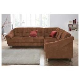 Sit & More Ecksofa SIT & MORE "Salsa L-Form" Sofas Gr. B/H/T: 264cm x 86cm x 244cm, Microfaser, langer Schenkel links, ohne Bettfunktion, braun (cognac) mit Federkern, wahlweise Bettfunktion