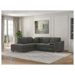 Sit & More Ecksofa SIT & MORE "Dundee L-Form" Sofas Gr. B/H/T: 263cm x 86cm x 219cm, Luxus-Microfaser Paris, Ottomane links, ohne Kopfteilverstellung-ohne Bettfunktion-ohne Stauraum, grau mit Federkern und Edelstahlfüßen, wahlweise Kopfteilverstellung