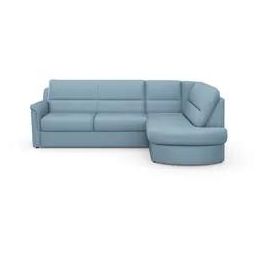 Sit & More Ecksofa SIT & MORE "Panini L-Form" Sofas Gr. B/H/T: 243cm x 87cm x 155cm, Struktur weich, Ottomane rechts, ohne Vorziehsitz-ohne Bettkasten, blau (hellblau) wahlweise mit Vorziehsitz und Bettkasten