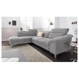 Ecksofa COTTA "Teresa L-Form", grau, B:293cm H:84cm T:232cm, Chenille (90% Polyester; 10% Polyamid ), Struktur (100% Polyester ), Sofas, wahlweise mit Bettfunktion