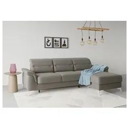 Sit & More Ecksofa SIT & MORE "Sinatra L-Form" Sofas Gr. B/H/T: 258cm x 85cm x 170cm, Luxus-Microfaser Euphoria, Recamiere rechts, Mit Kopfteilverstellung-Mit Armteilfunktion-Mit Bettfunktion-Mit Bettkasten, braun (schlamm) mit Recamiere, optinal Kopfteilverstellung und Armteilfunktion