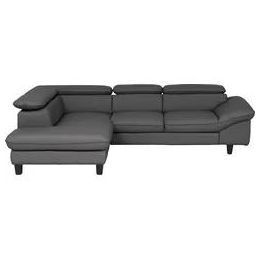 Ecksofa Home Affaire "Pilot L-Form" Sofas Gr. B/H/T: 266cm x 73cm x 108cm, Kunstleder SOFTLUX, Ottomane links, mit Kopfteilverstellung-mit Bettfunktion-mit Bettkasten, grau (fango)