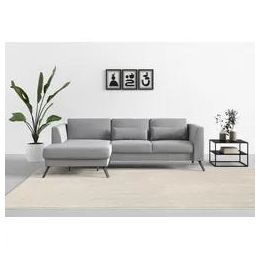 Sit & More Ecksofa SIT & MORE "Lindholm L-Form", grau (hellgrau), B:262cm H:88cm T:171cm, Sofas, mit Sitztiefenverstellung und Federkern