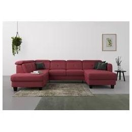 Sit & More Wohnlandschaft SIT & MORE "Belluci U-Form" Sofas Gr. B/H/T: 321cm x 85cm x 195cm, Luxus-Microfaser Florence, Recamiere rechts, ohne Bettfunktion-ohne Bettkasten, rot (bordeaux) Kopfteilverstellung und Federkern, wahlweise mit Bettfunktion