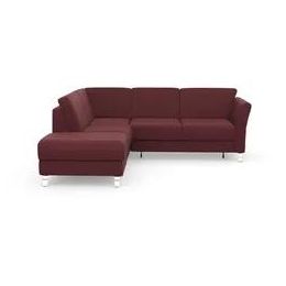 Sit & More Ecksofa SIT & MORE "Visby L-Form" Sofas Gr. B/H/T: 248cm x 87cm x 213cm, Soft clean, Ottomane links, mit Bettfunktion-mit Bettkasten, rot (bordeaux) Wahlweise mit Bettfunktion und Stauraum, frei im Raum stellbar