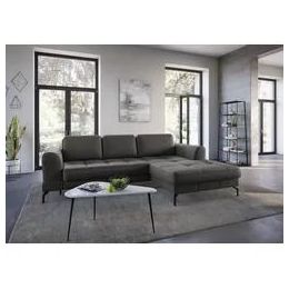 Sit & More Ecksofa SIT & MORE "Bendigo L-Form" Sofas Gr. B/H/T: 284cm x 87cm x 175cm, NaturLEDER, mega-Recamiere rechts, mit schwarzem Nickelfuß, braun (mokka) inklusive Sitztiefenverstellung, Bodenfreiheit 15 cm, 2 Fußfarben