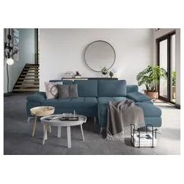 Sit & More Ecksofa SIT & MORE "Latigo L-Form" Sofas Gr. B/T: 270cm x 163cm, Flachgewebe, Recamiere rechts, ohne Bettfunktion-ohne Bettkasten, blau (pacific) mit Recamiere, wahlweise Bettfunktion und Bettkasten