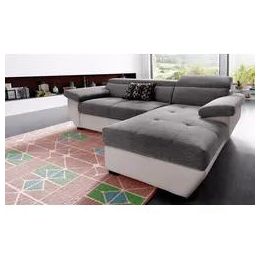 Ecksofa COTTA "Speedway L-Form" Sofas Gr. B/H/T: 265cm x 79cm x 102cm, Kunstleder SOFTLUX-Struktur, Recamiere rechts, mit Bettfunktion-mit Bettkasten-mit Kopfteilverstellung, beige (sand/schoko) inklusive Kopfteilverstellung, wahlweise mit Bettfunktion + Bettkasten