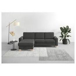 Ecksofa Home Affaire "Summer L-Form" Sofas Gr. B/H/T: 249 cm x 91 cm x 164 cm, Feincord, Recamiere links, mit Bettfunktion-mit Bettkasten-mit Federkern, grau (anthrazit) mit Recamiere, oder ohne Bettfunktion und Bettkasten, Cord-Bezug