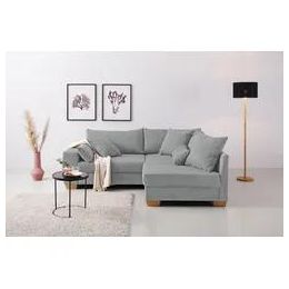 Ecksofa Home Affaire "Helena II, L-Form" Sofas Gr. B/H/T: 227 cm x 77 cm x 190 cm, Cord, Ottomane rechts, mit Bettfunktion, weiß Mit Federkern, wahlweise mit Bett und Taschenfederkern