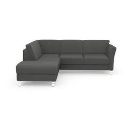 Sit & More Ecksofa SIT & MORE "Visby L-Form" Sofas Gr. B/H/T: 248cm x 87cm x 213cm, Luxus-Microfaser Paris, Ottomane links, ohne Bettfunktion-ohne Bettkasten, grau Wahlweise mit Bettfunktion und Stauraum, frei im Raum stellbar