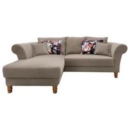 Ecksofa Home Affaire "Tassilo L-Form", braun (hellbraun), B:262cm H:95cm T:198cm, 100% Polyester, Sofas